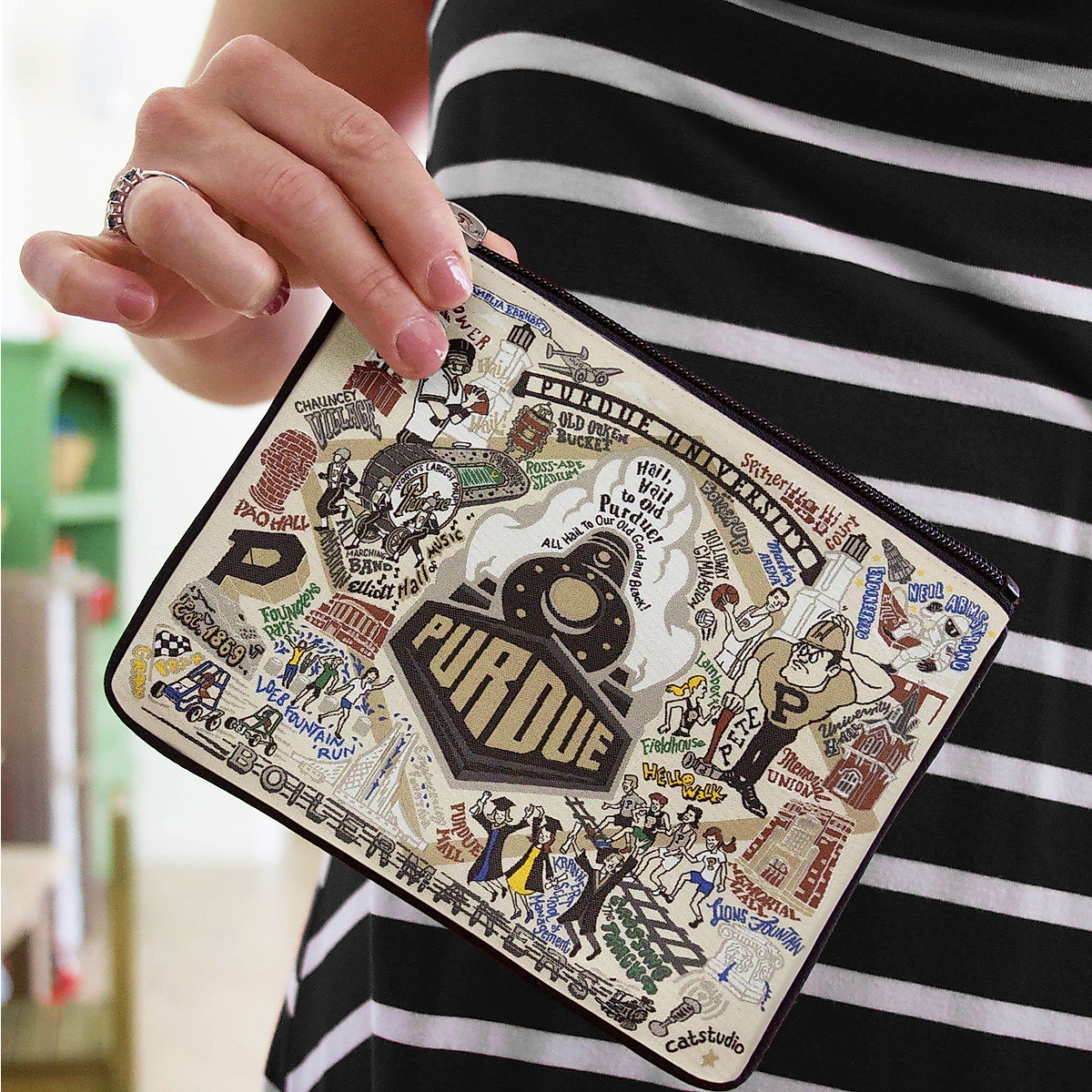 Catstudio Collegiate Zipper Pouch, Purdue University Travel Toiletry Bag, Ideal Gift for College Students or Alumni, Makeup Bag, Dog Treat Pouch, or Travel Purse Pouch