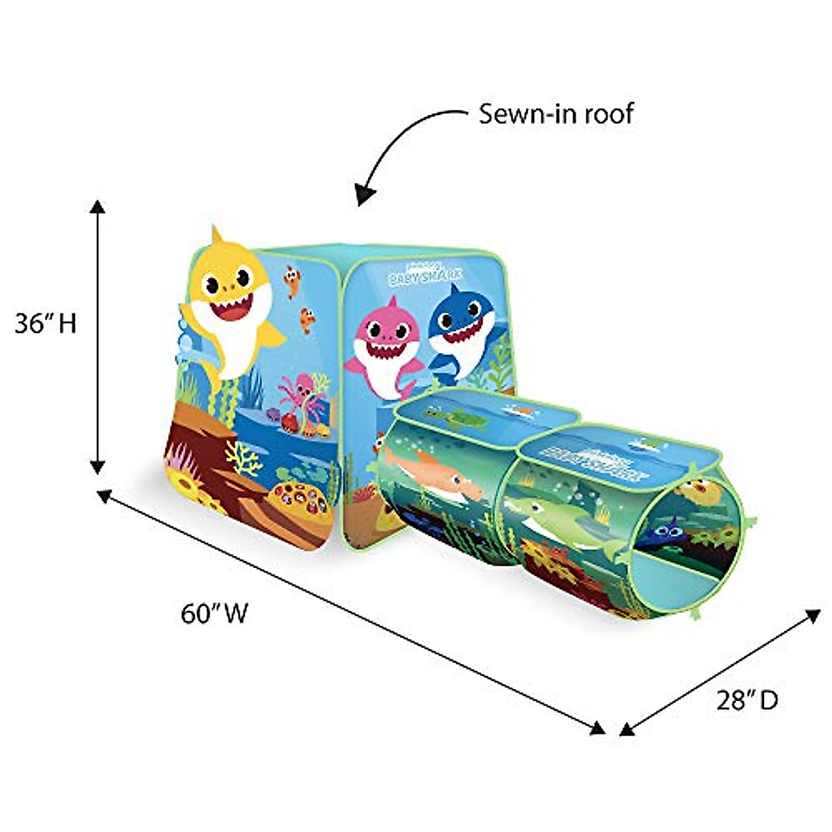 Playhut Pinkfong Baby Shark Explore 4 Fun Pop-Up Play Tent Preschool Gift for Kids - Amazon Exclusive