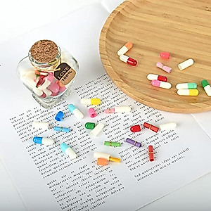 Yadream Capsules Message in a Glass Bottle,Cute Christmas Gift Love Letter message capsules,45pcs Love Pills with Hart-shaped Bottle for Anniversary Graduation Birthday Valentines