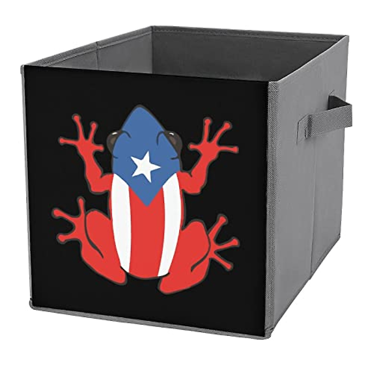 Puerto Rican Frog Flag Large Cubes Storage Bins Collapsible Canvas Storage Box Closet Organizers for Shelves