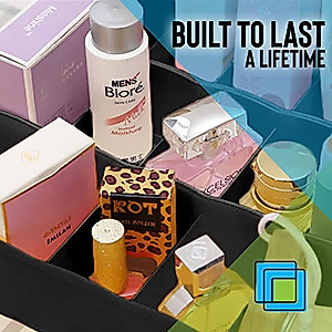 Uncluttered Designs Drawer Dividers (Set of 5) — Modern Organization for Your Ties, Socks, Underwear & Bathroom Storage in Sturdy Plastic - Washable & Sleek (Black)