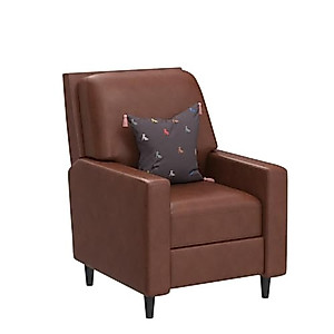 Novogratz Lana Pushback, Living Room Accent Chair, Camel Faux Leather Recliner (DA2025109N)