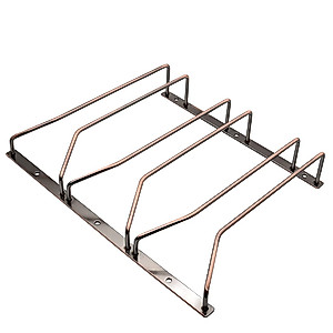 zoohot Wine Glass Rack - Under Cabinet Stemware Wine Glass Holder Glasses Storage Hanger Metal Organizer for Bar Kitchen Red Copper (3 Rows, 1 Pack)