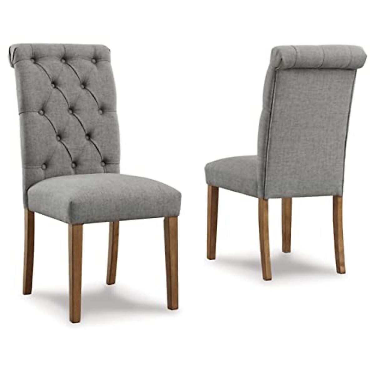 Signature Design by Ashley Harvina French Country 19" Tufted Upholstered Dining Chair, 2 Count, Gray