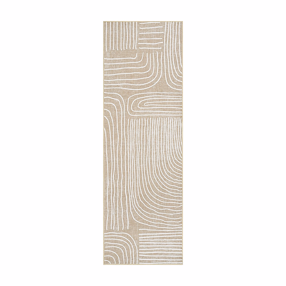 Phantoscope Hallway Runner Rug 2'x6'-Long Rug Runner Boho Washable Striped Design Non-Slip Carpet for Kitchen Entryway Laundry Bedroom,Ultra-Thin Multi-Line Modern Accent Rug,Light Beige/Multi Line