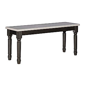 Powell Linon Willow Wood Dining Bench in Smokey White and Dark Gray
