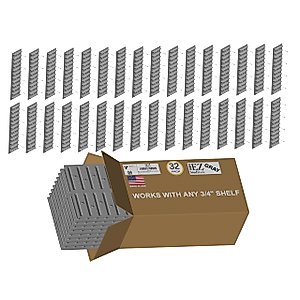 Made in USA | EZStudRack Adjustable Between Stud Shelf Bracket | Shelf Brackets for Wall Mounted Shelf | Shelving Brackets for Home | Garage Shelf Brackets- Wood Not Included- 32Pack (16 Pair) Gray