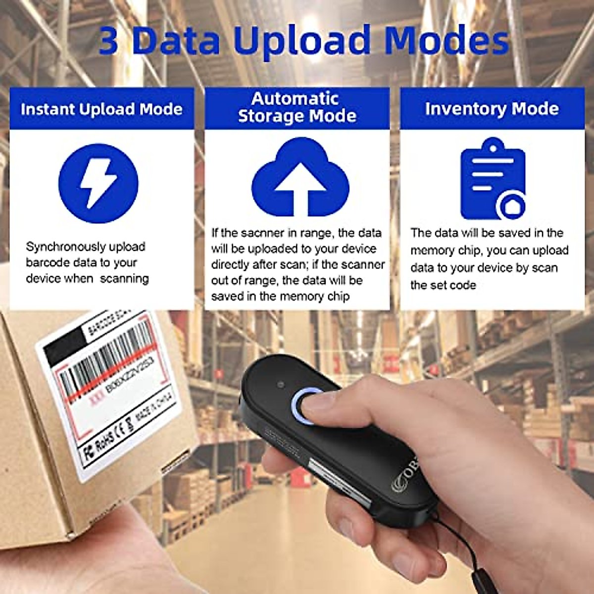 Mini 2D Bluetooth Barcode Scanner 2.4G Wireless Barcode Scanner, 2-in-1 Portable 1D 2D QR Code Scanner Work with iOS Android iPhone iPad Tablet Windows PC POS for Store Warehouse Inventory Library