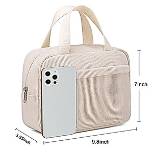 Makeup Bag for Women Girls Cute Corduroy Travel Cosmetic Tote Large Make Up Organizer Toiletry Bags Zipper Pouch Purse