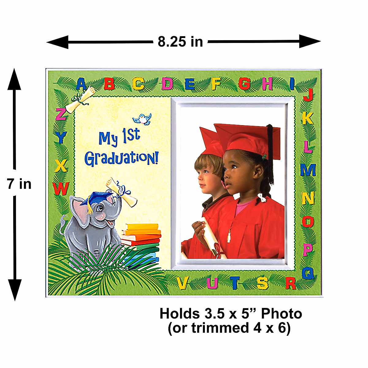 Prek Graduation Kindergarten Preschool Graduation Picture Frame | Colorful and Fun | Holds 3.5 x 5 Photo | First Graduation Keepsake Gift | Innovative Front-Loading Photo | Elephants Design