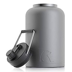 RTIC Jug with Handle, One Gallon, Graphite Matte, Large Double Vacuum Insulated Water Bottle, Stainless Steel Thermos for Hot & Cold Drinks, Sweat Proof, Great for Travel, Hiking & Camping