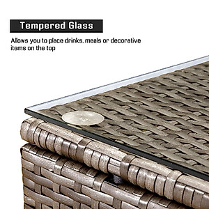 Solaste 6 Piece Patio Furniture Sets,All Weather Outdoor Sectional Patio Sofa Manual Weaving Wicker Patio Seating Rattan Sofas with Glass Table,Grey Cushions