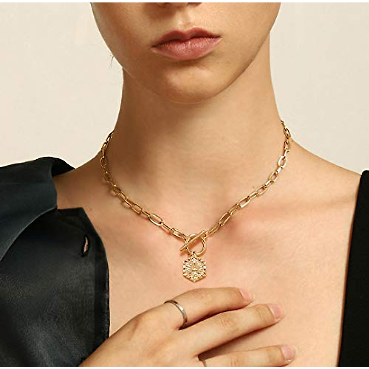 JA.S.JR 18K Gold Plated Initial Necklace Gold Necklaces for Women Letter Necklace