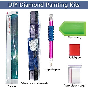 ijbnhd DIY Rose Diamond Painting Kits for Adults - Sunset 5D Diamond Art Kits, Full Drill Diamond Painting Kits, Gem Arts and Crafts for Beginner Home Wall Decor 12X16in