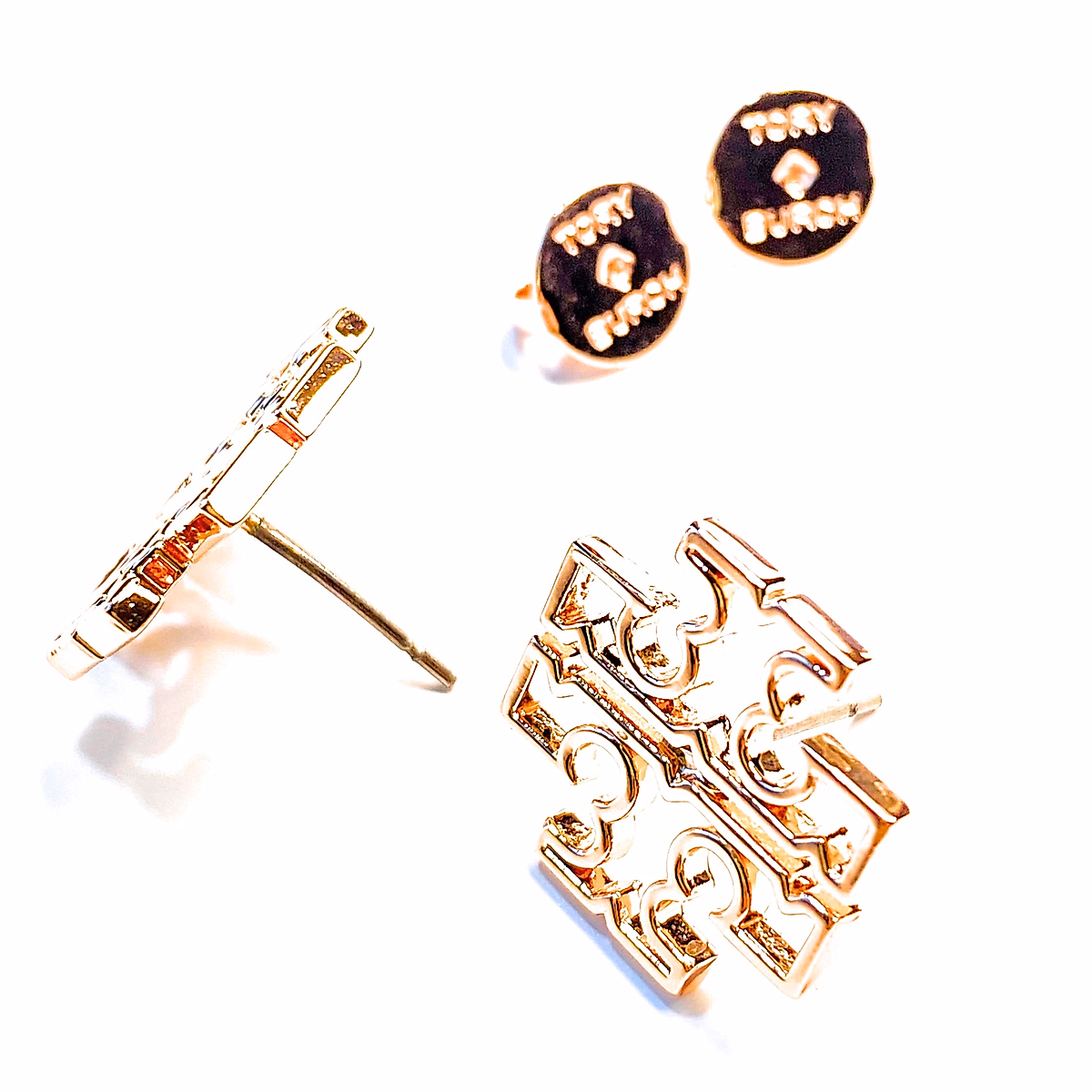 Tory Burch Britten Logo Stud Earring Rose Gold