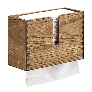 Kirigen Wood Wall Mounted Paper Towel Dispenser CZH-DBR- Dark Brown Paper Towel Holder Countertop for Kitchen Restroom Decor and Bathroom - Holds C Fold, Z Fold, Trifold Hand Tissue Napkins