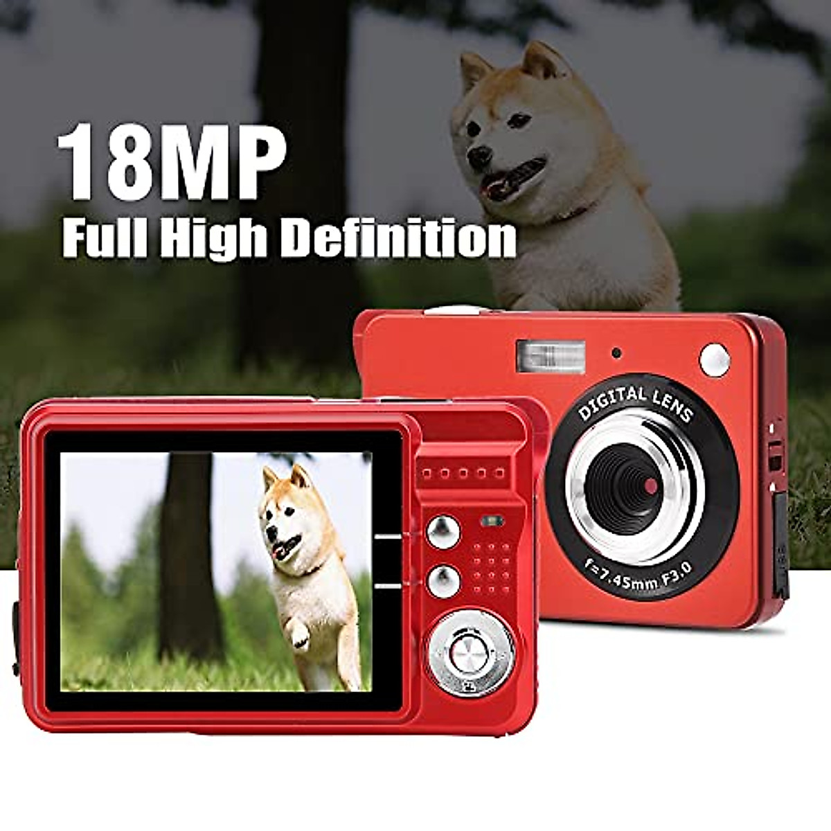 Digital Camera, 2.7 inch TFT LCD Display Pocket Camera, 18 Megapixel 8X Zoom Card Digital Camera, Support 32GB Memory Card, Builtin Microphone, with Lanyard/Storage Bag(red)