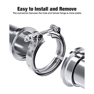 EVIL ENERGY 3.0 Inch V Band Clamp with Flange Male Female Stainless Steel 2PCS