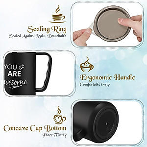 Sumind 6 Pcs Thank You Employee Appreciation Gifts Bulk 17 oz Inspirational Stainless Steel Coffee Mugs with Handle Lid Straw for Staff Employee Coworker Teacher Gifts(Black, 4 Pcs)