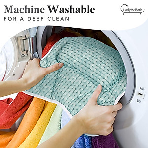 Lady McBath Bath Pillow - Luxury Bath Pillows for Tub Neck and Back Support - Powerful Suction Cups, Machine Washable Bathtub Accessory for Relaxation (Turquoise)