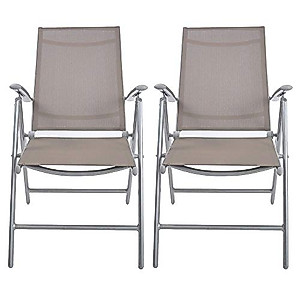 KARMAS PRODUCT Sets of 2 Folding Patio Chairs, Portable Sling Chair with Armrests for Outdoor Lawn Garden Backyard Poolside