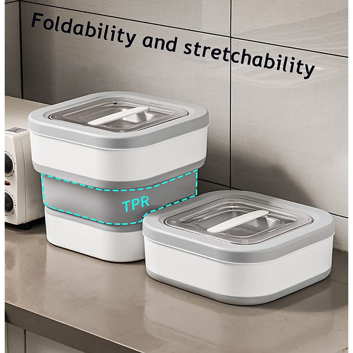 AGGFUCLS Dog Food Storage Container, Collapsible 11 to 25 LB Pet Food Container, Food Containers for Dog， Cat Flour Sugar Plastic Leakproof Sealable Large Cereal Containers Storage BPA FREE