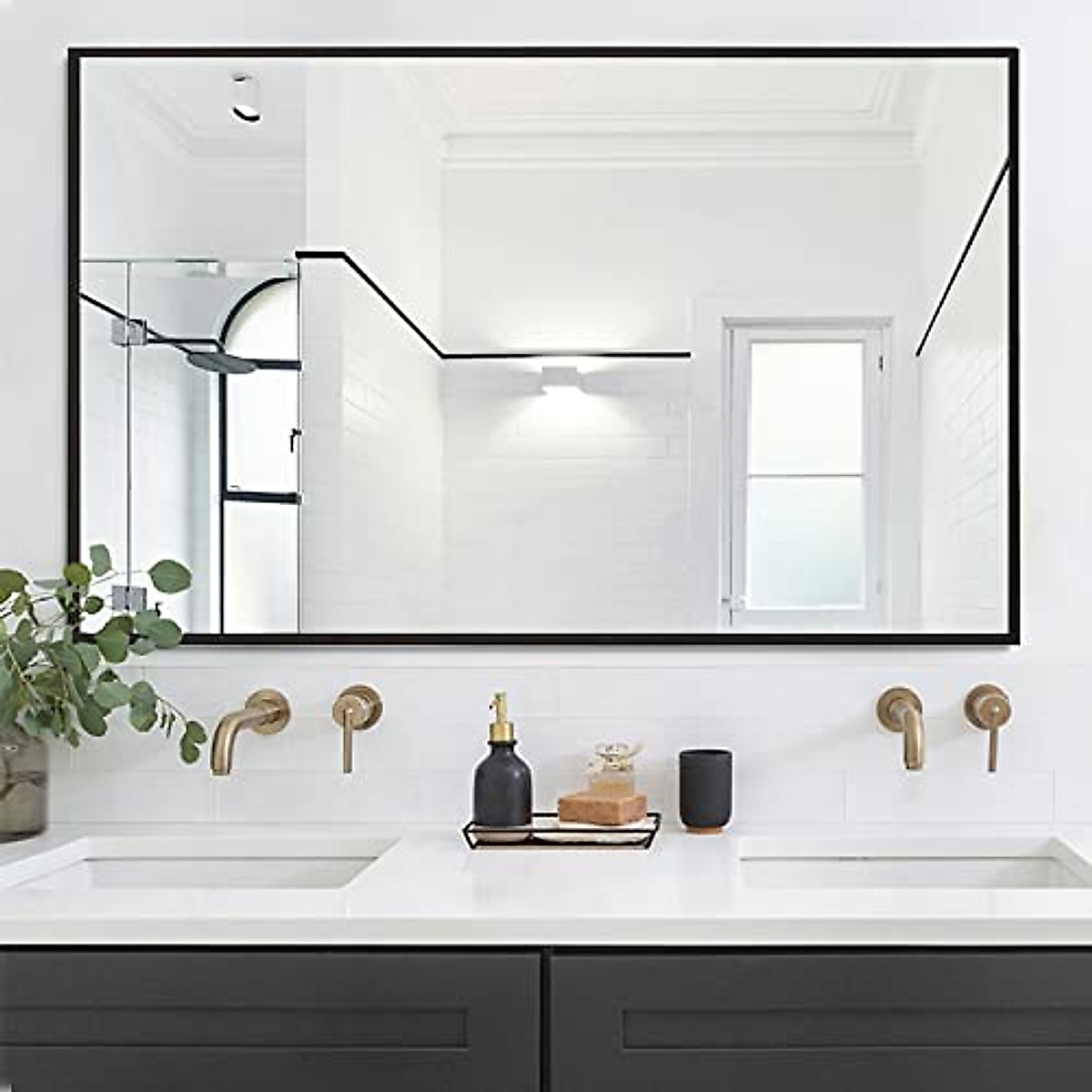 KIMREAL Bathroom Mirror 30x40 Inch, Black Frame Mirror 30"x40", Rectangle Wall Mounted Mirror, Metal Framed Vanity Mirror for Wall 30 by 40, Modern Mirror Hangs Horizontal Or Vertical