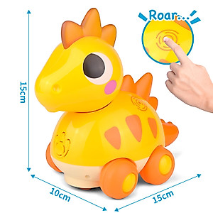 Baby Musical Toys 6 to 12 Months Touch & Go, Dinosaur Crawling Toys for 1 Year Old Boys Girls, Infants Learning Toys 12-18 Months, Gifts for 3 6 7 8 9 10 12 M+, Toddler Educational Gifts Toys Age 1-2