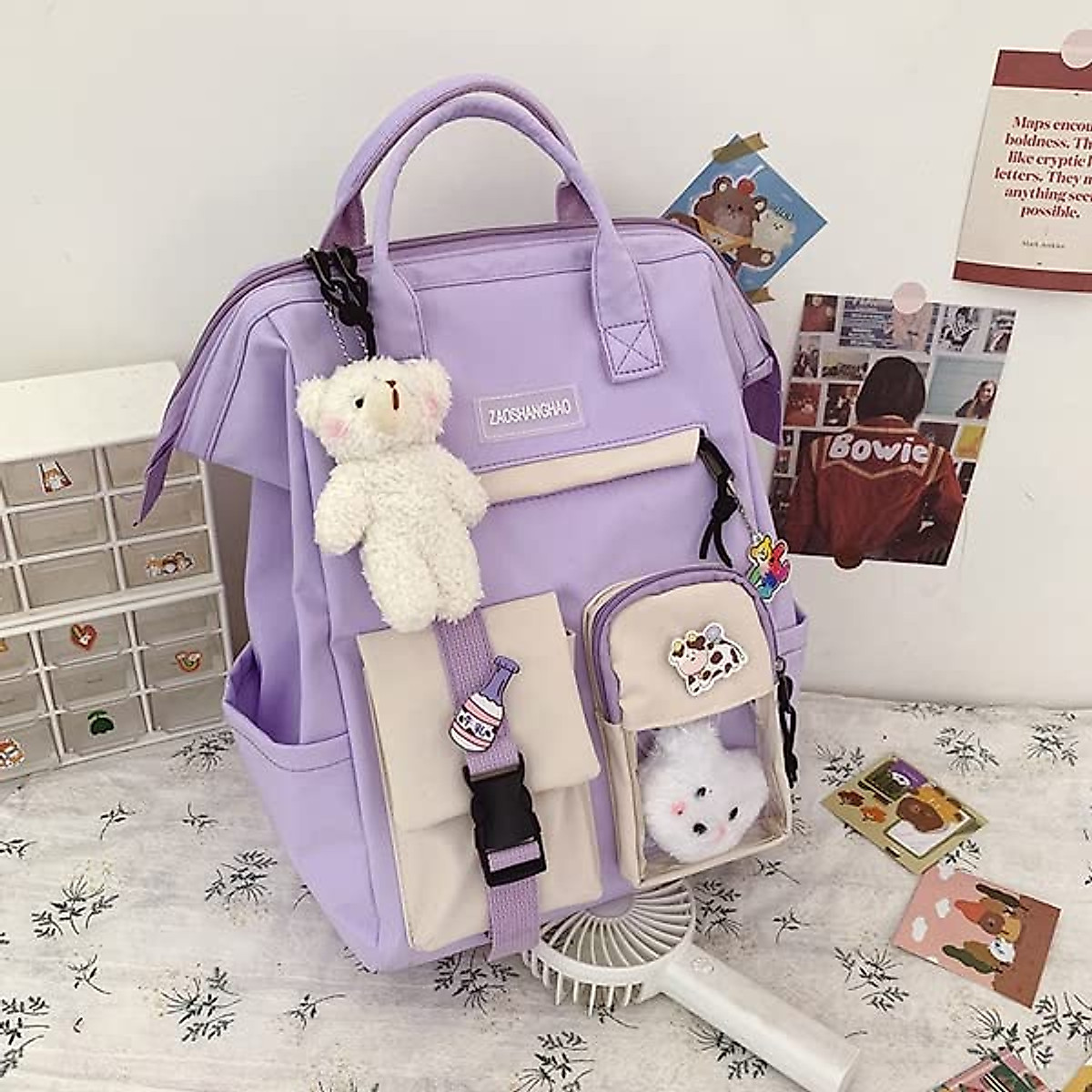 NEWSTYP Kawaii Backpack with Pins Kawaii School Backpack Cute Aesthetic Backpack Cute Kawaii Backpack for Girls