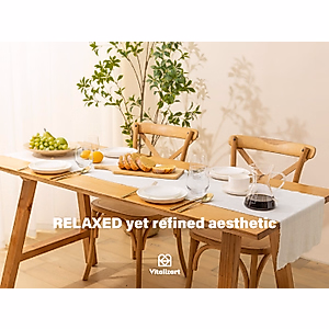 Vitalizart Beige Table Runner 14 x 72 Inches Long Slub Texture Cotton Linen Table Runner for Rustic Home Decorations Dining Room Wedding Decor Reception Bridal Shower Thanksgiving Christmas