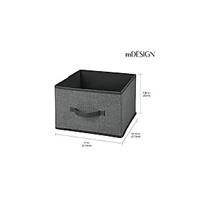 mDesign Fabric Bin for Cube Organizer - Foldable Cloth Storage Cube - Collapsible Closet Storage Organizer - Folding Storage Bin for Clothes and More - Lido Collection - 4 Pack - Charcoal Gray/Black