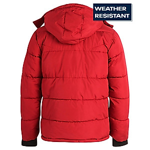 Reebok Men's Winter Jacket - Heavyweight Quilted Puffer Parka Coat - Weather Resistant Jacket for Men (L-XXL), Size Large, Dark Red