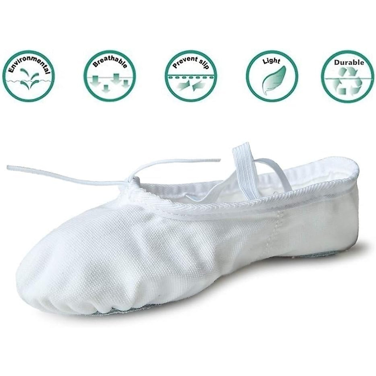 Nexete Ballet Dance Yoga Gymnastics Split-Sole Canvas Adult Shoes Slipper (8.5, White)