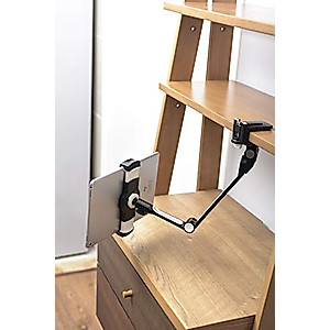 Ledetech Aluminum Adjustable Long Arm Tablet iPad Stand with 360° Swivel Bracket for Any 4-12.9" Smart Devices fits in Office Desk (Black)