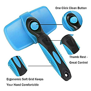 Dog and Cat Self Cleaning Slicker Brush & Pet Hair Removal Gloves for Cats and Dogs - Great for Deshedding/Grooming - Perfect for Long and Short Pet Hair - Great for Pets With Sensitive Skin