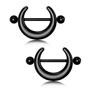 Melighting Black Nipple Rings 14G Surgical Steel 316L Moon Nipple Piercing Jewelry for Women Men Nipple Barbell Body Piercing Jewelry