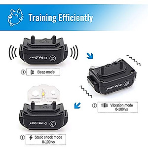 Petrainer Training Collar for Dogs - Waterproof Rechargeable Dog Training E-Collar with 3 Safe Correction Remote Training Modes, Static, Vibration, Beep for Dogs Small, Medium, Large