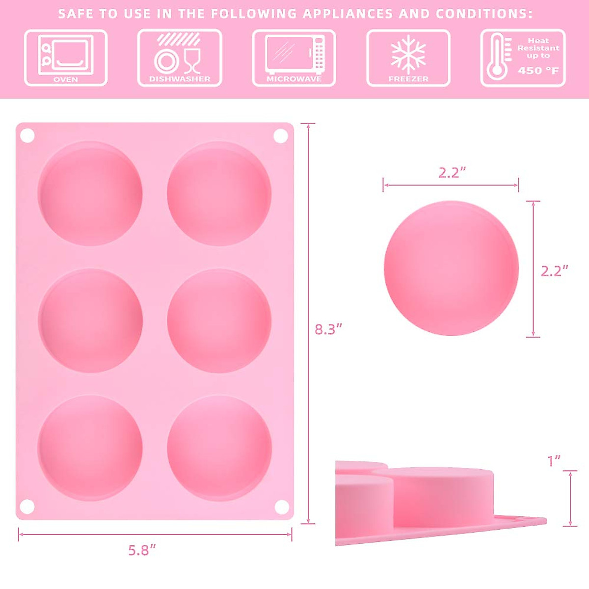 Silicone Cookie Molds Round Cylinder Chocolate Cover Mold (2, Multi)