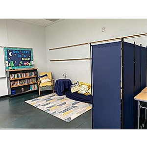 4 Panel Partition Room Dividers Folding Privacy Screen Temporary Wall Divider Freestanding Room Separator (Blue)