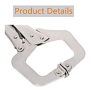 11" Locking C-Clamp 5Pack Locking Pliers Adjustable Welding Clamps w/Regular Tip and Swivel Pad for Shop Home Farm and Automotive
