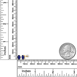 Gem Stone King 14K Yellow Gold Oval Blue Sapphire Stud Earrings | 0.90 Cttw | Gemstone September Birthstone | Oval 6X4MM | Gold Earrings For Women