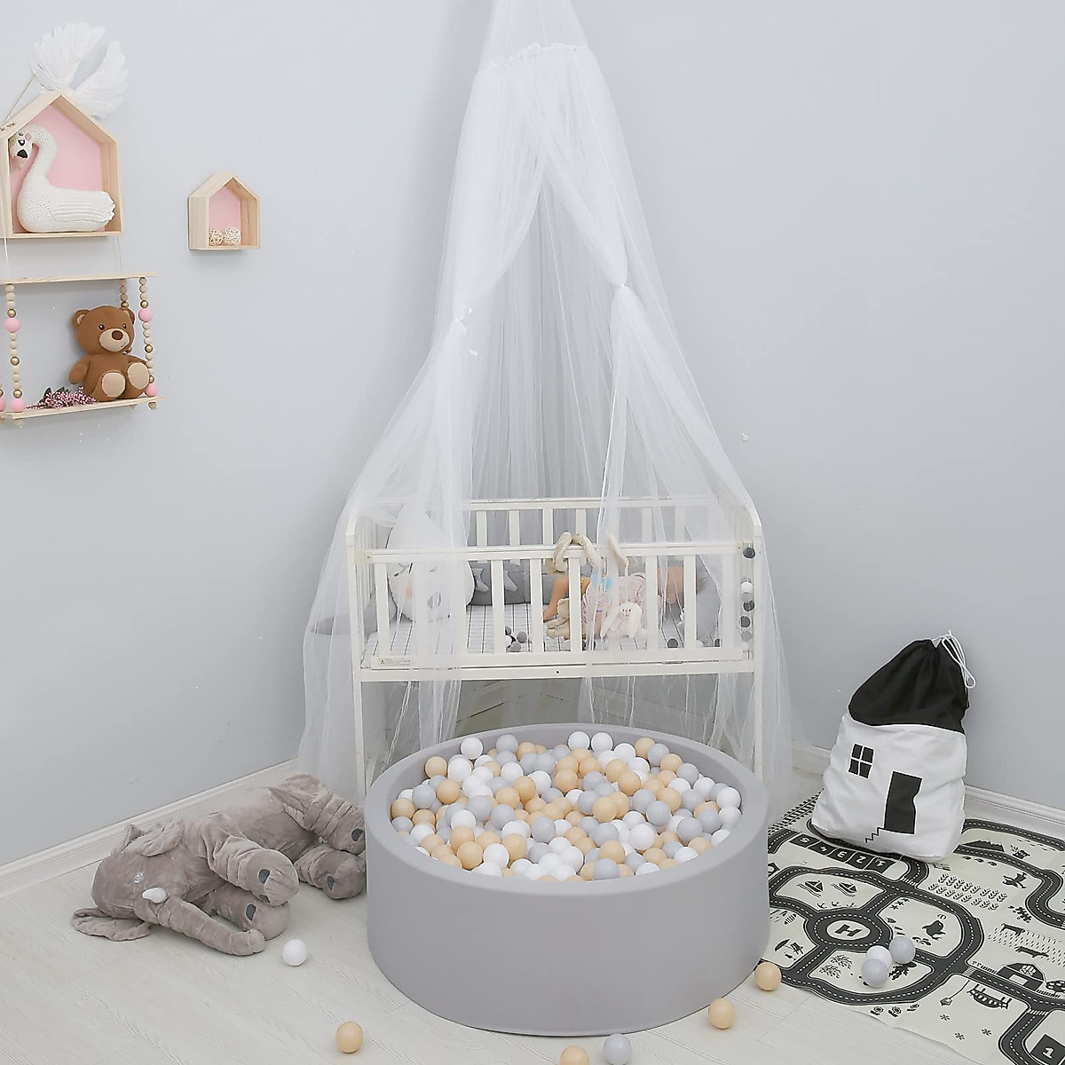 GOGOSO Play Balls for Toddlers - 100 pcs Ball Pits Balls Beige Grey White, BPA Free Plastic Balls for Ball Pit Toys Crush Balls for Boys Girls Toddlers