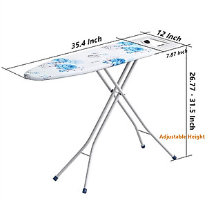 YEQIN Ironing Board, Opensize 4-Leg Table 35.4" L x 12''W for Ironing Clothes Tabletop Ironing Board, Adjustable Height.