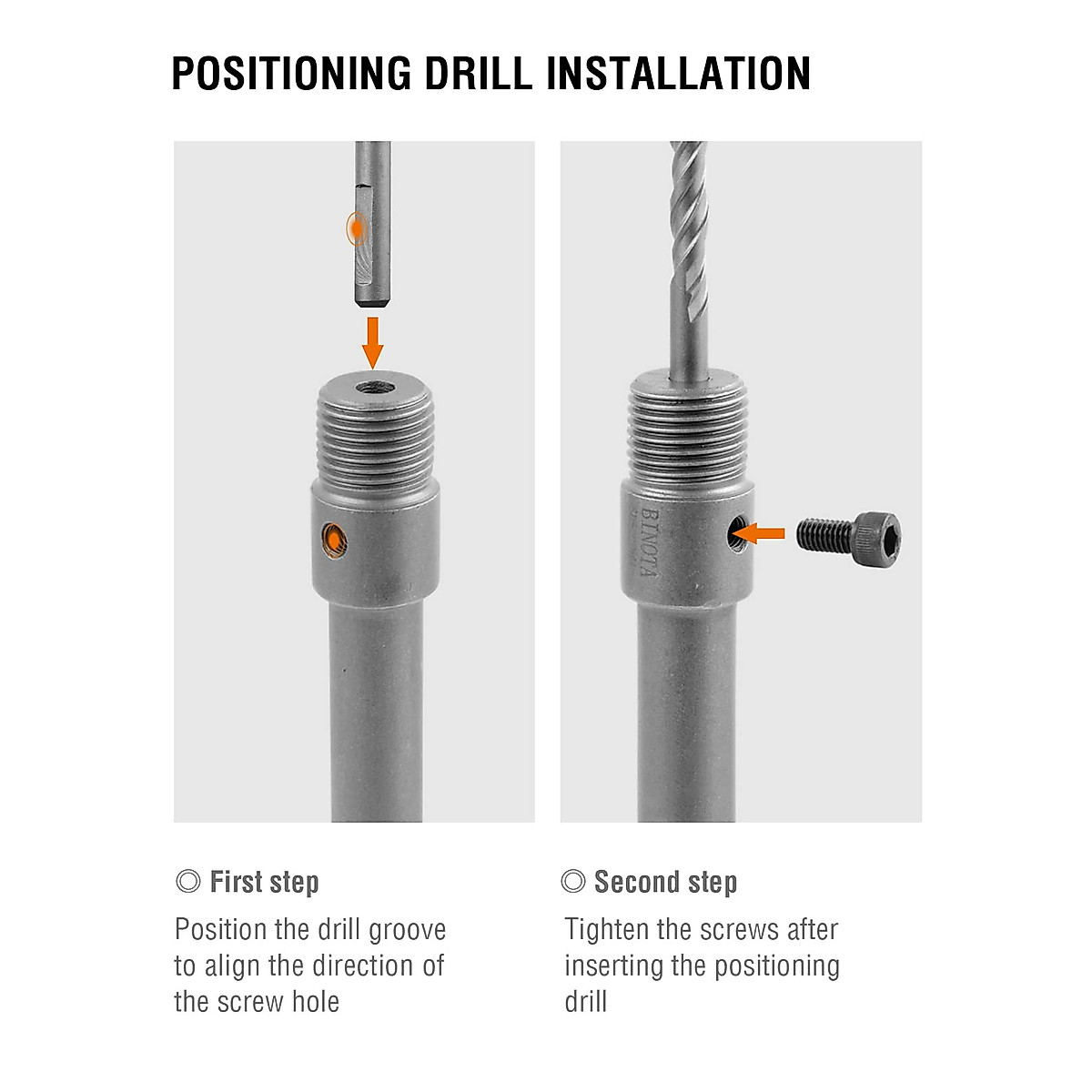 BINOTA Concrete Hole Saw, Kit 40 55 80 100 110 130 MM, Arbor SDS Plus and MAX 300mm, for Masonry Cement Wall Brick Sands Stone Sable-Rock Self-Leveling