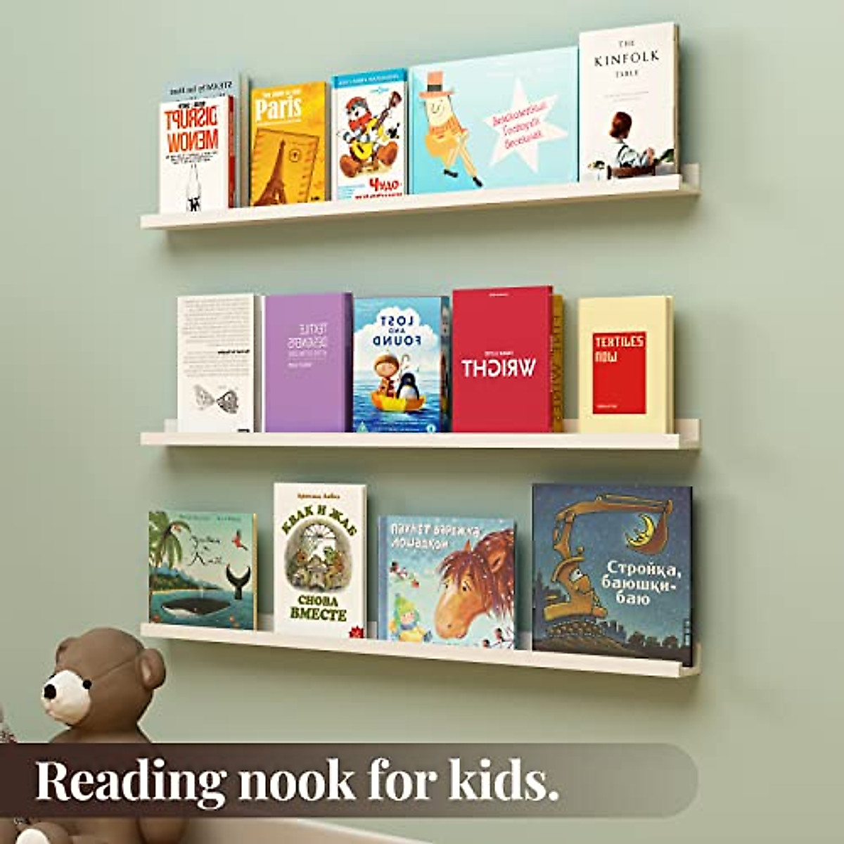 LAPTAIN 36 Inch Floating Shelves Wall Mounted Wall Shelves Set of 3,White Large Picture Ledge Shelf for Bedroom Living Room Bathroom Kitchen Nursery