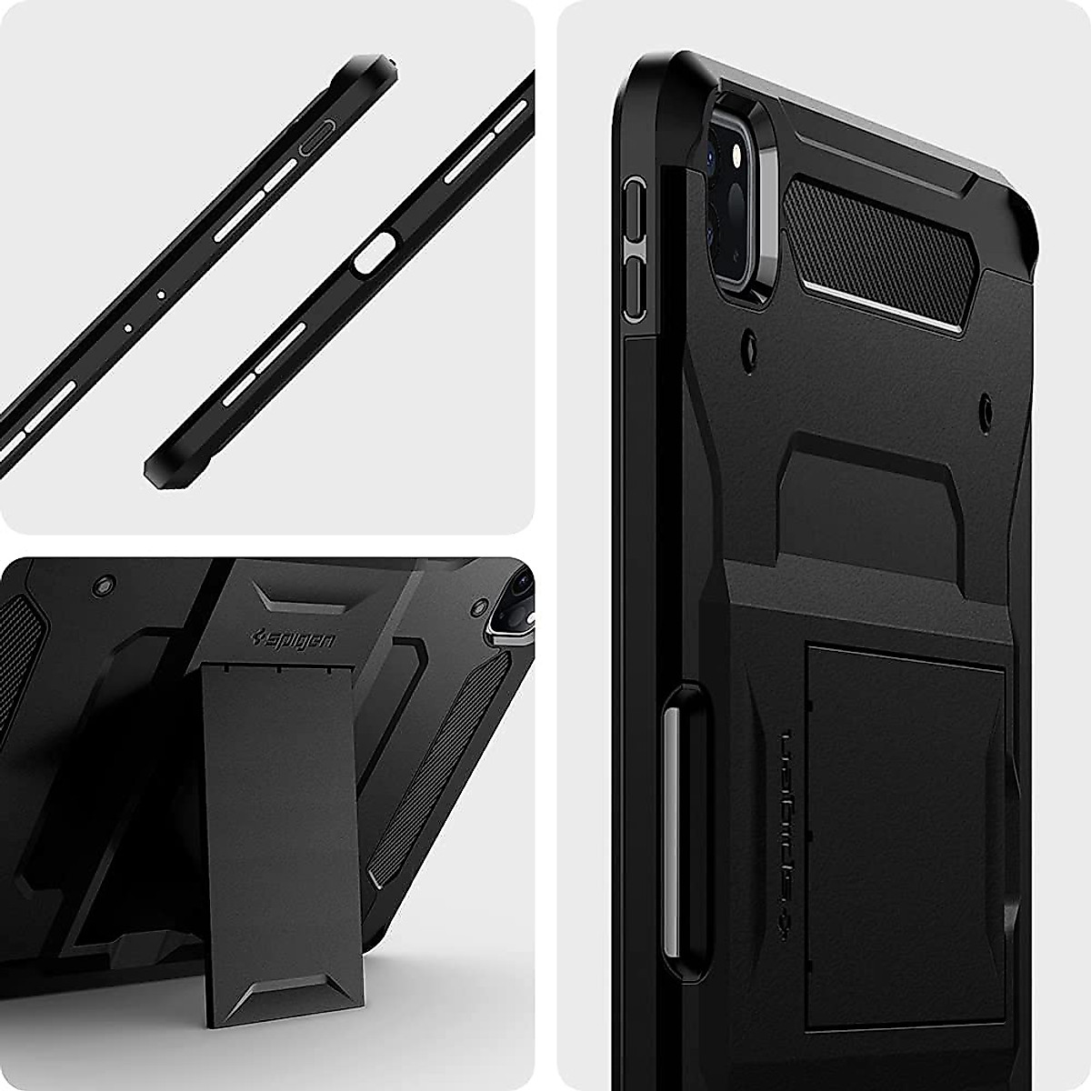 Spigen Tough Armor Pro Designed for iPad Pro 11 inch Case M2 4th Generation (2022) / 3rd Generation (2021) / 2nd Generation (2020) / 1st Generation (2018) with Pencil Holder - Black