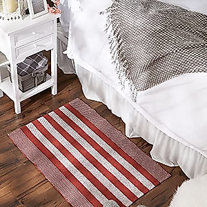 DII Woven Rag Rug Collection Recycled Yarn Cabana Stripe, 2x3', Cinnamon