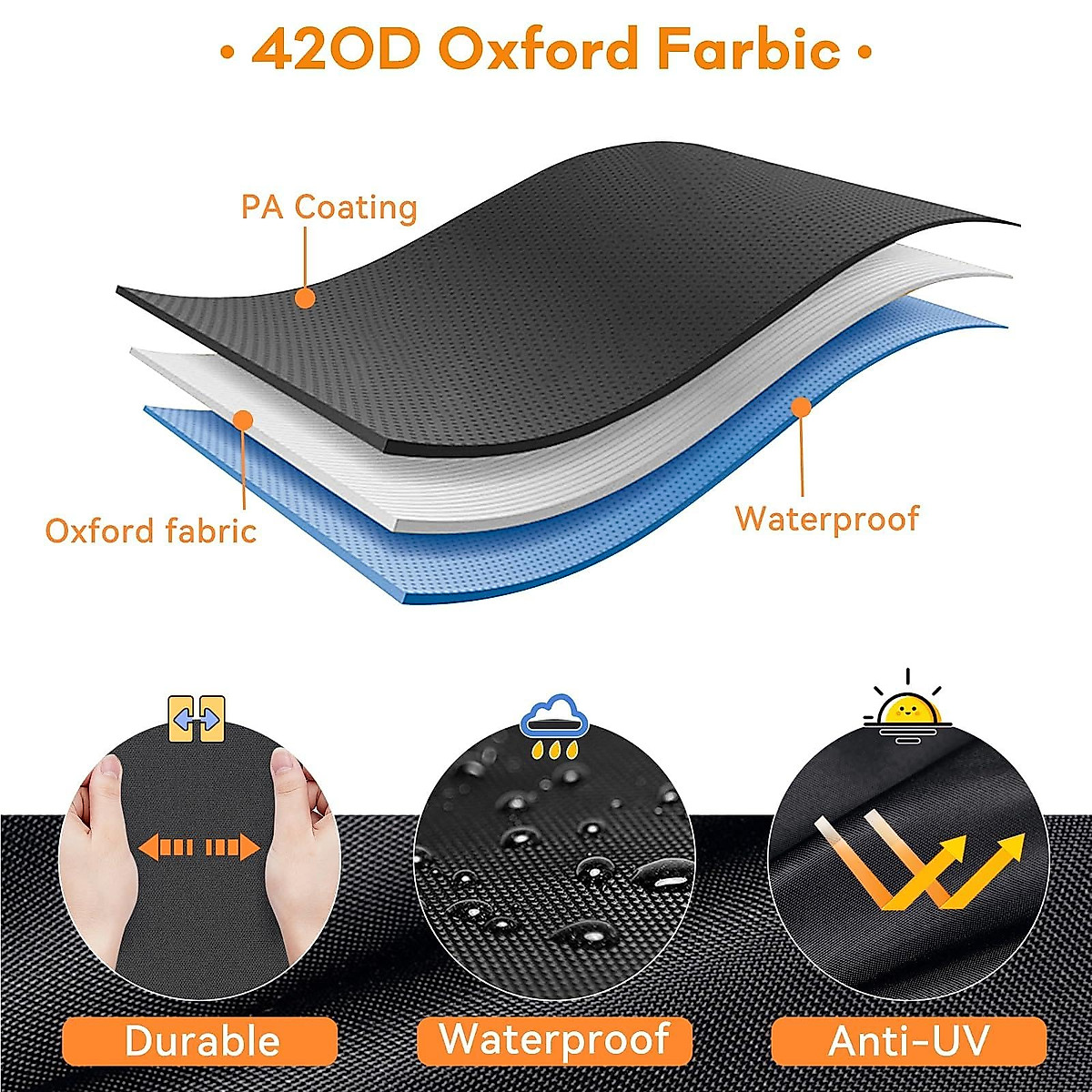 Waterproof Outdoor Furniture Covers,Large Rectangular Patio Table Covers for Outdoor Furniture Waterproof Couch Cover Sectional Sofa Set Cover Table and Chair Set Cover 116"L x 75"W x 39"H Black