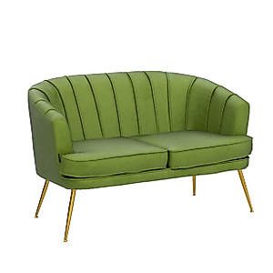 Altrobene Velvet Loveseat Couch Sofa Luxury Modern Comfy Tufted Couch Chesterfield 2 Person Couch for Living Room/Bedroom, Grass Green