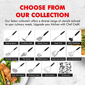 Chef Craft Select Turner/Spatula, 14.5 inch, Stainless Steel/Black